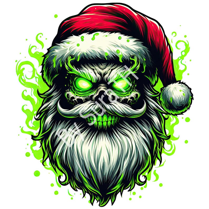 Scary Santa PNG, 5 Designs, Funny Christmas Clipart, Digital Download ...