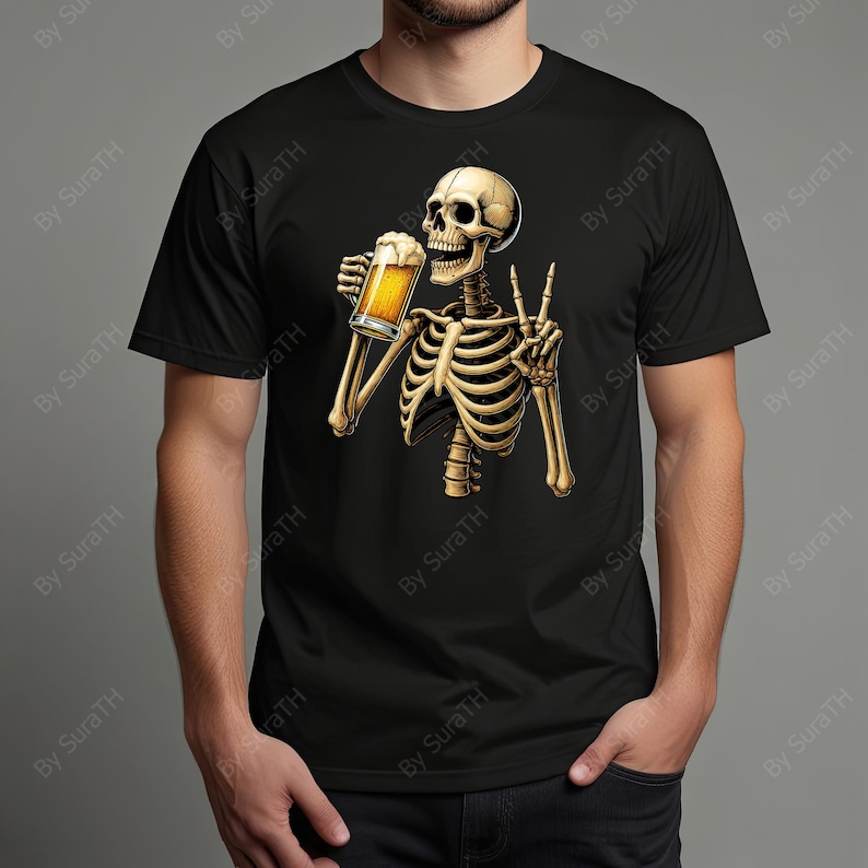 Skeleton Drinking Beer PNG, Funny Halloween, Skull Clipart, Digital ...