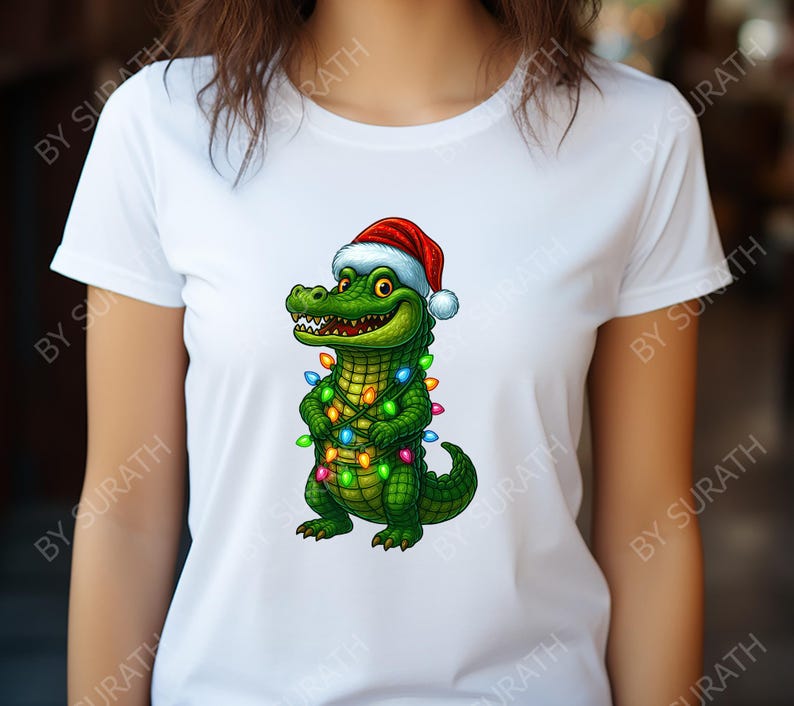 Alligator Christmas PNG, Funny Crocodile Xmas Clipart, Digital Download ...