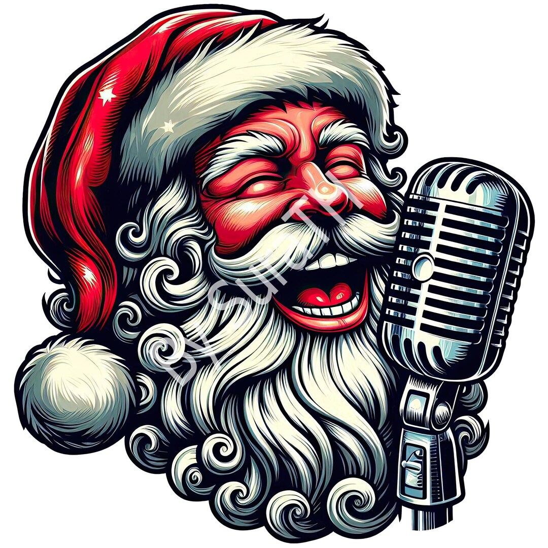 Santa Singing PNG, Retro Santa Clipart, Santa Singing Digital Download ...