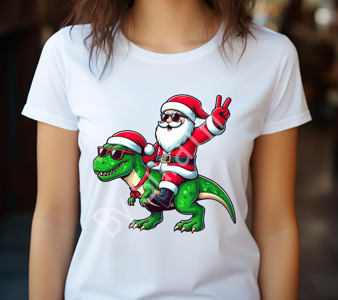 Santa Riding Dinosaur T Rex PNG, Santa Riding T Rex Clipart, Funny ...