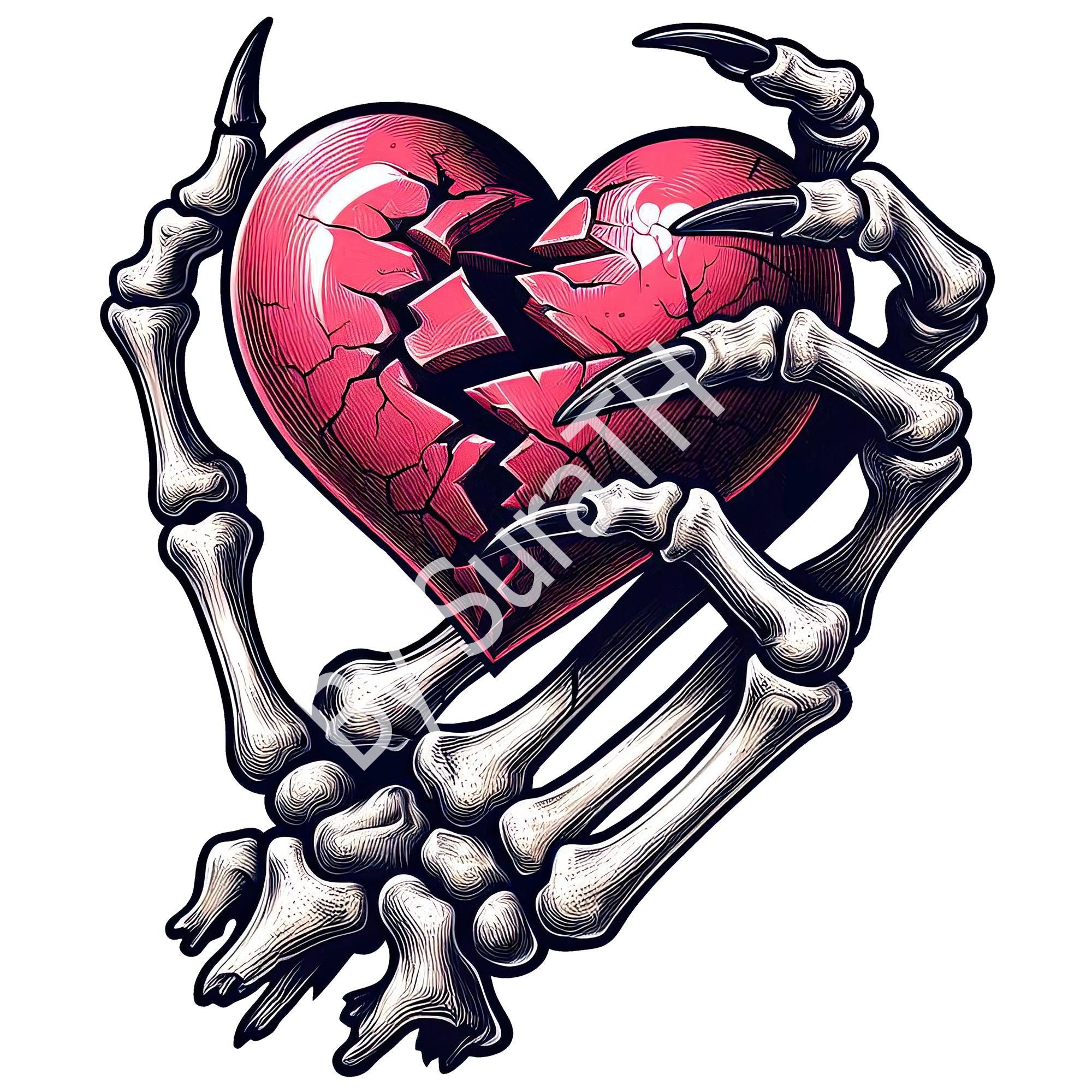 Skeleton and Broken Heart PNG, Bone Hand PNG, Skeleton Valentine ...