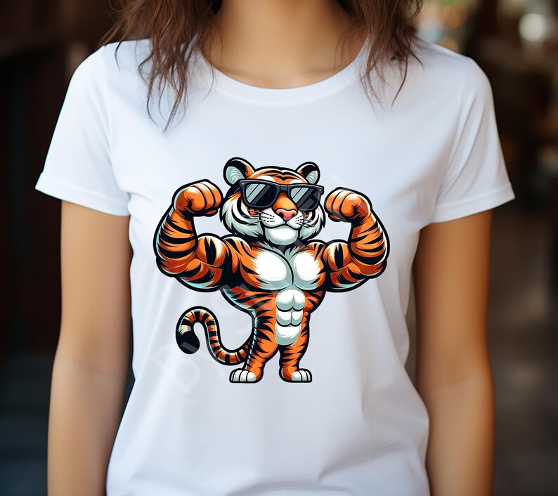 Muscle Tiger PNG: Funny Animals Clipart, Tiger Cartoon, Digital ...