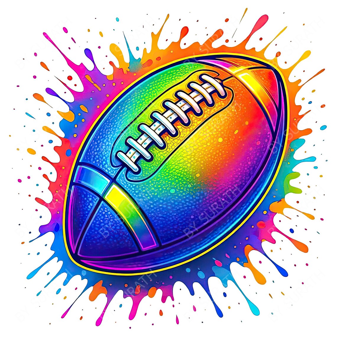 Colorful American Football PNG, Football Clipart, Digital Download ...