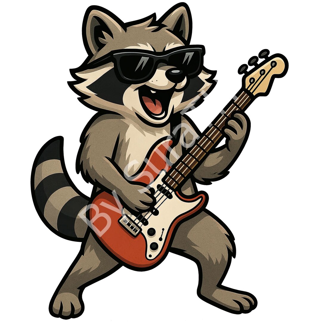 Funny Raccoon PNG, Rocking Raccoon Clipart, Raccoon Playing Guitar ...