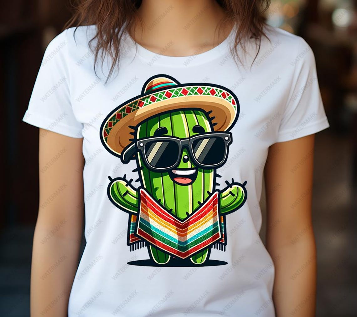 Cactus Mexican Poncho PNG, Cactus Clipart, Cactus Sublimation, Funny ...