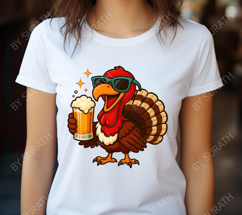 Turkey Drink Beer PNG, Funny Turkey Thanksgiving Clipart, Digital ...