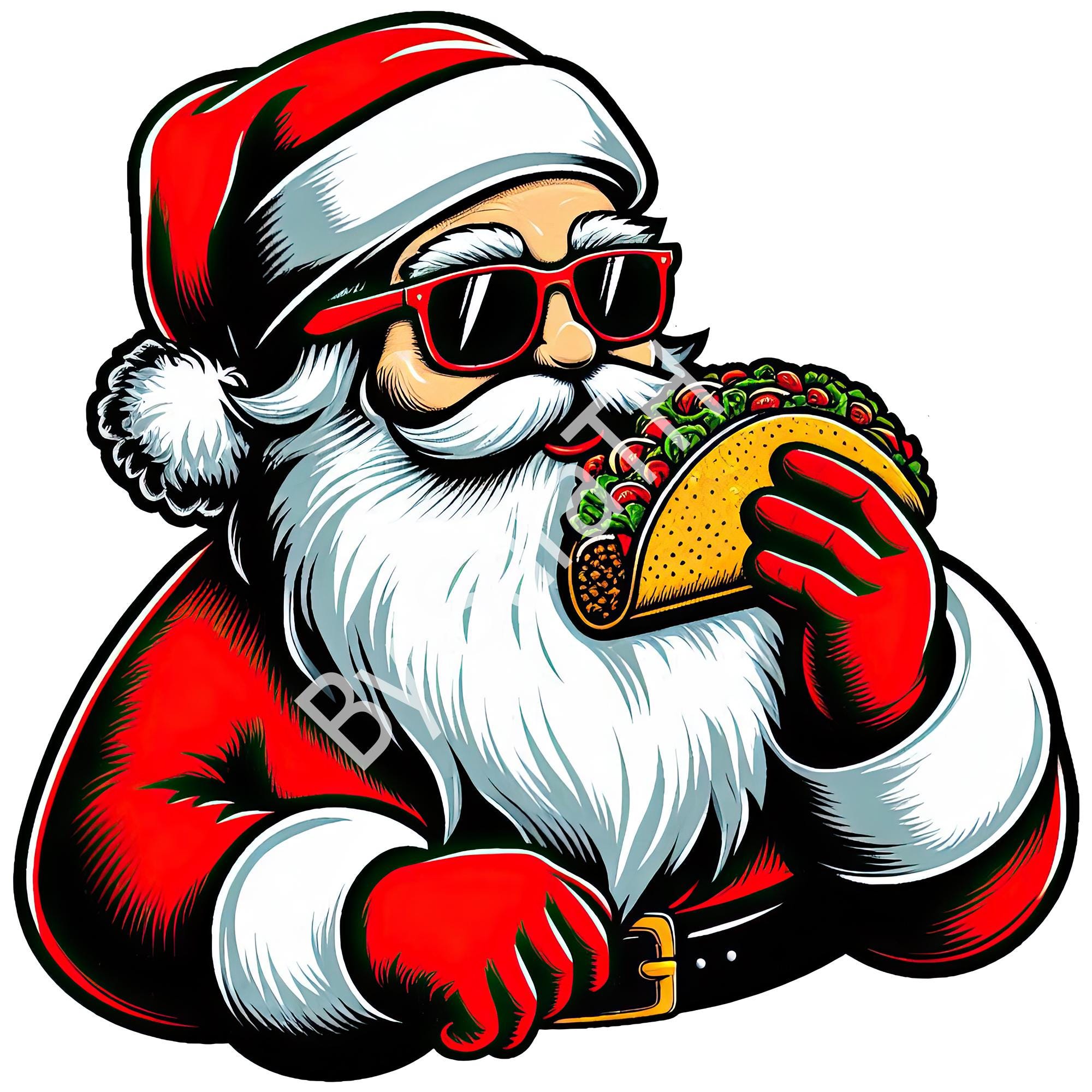 6 Santa Eat Taco PNG, Mexican Santa Eating Taco, Funny Christmas ...