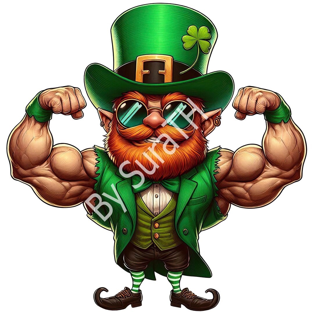 Funny Leprechaun PNG, Muscle Leprechaun Clipart, Leprechaun Flexing ...