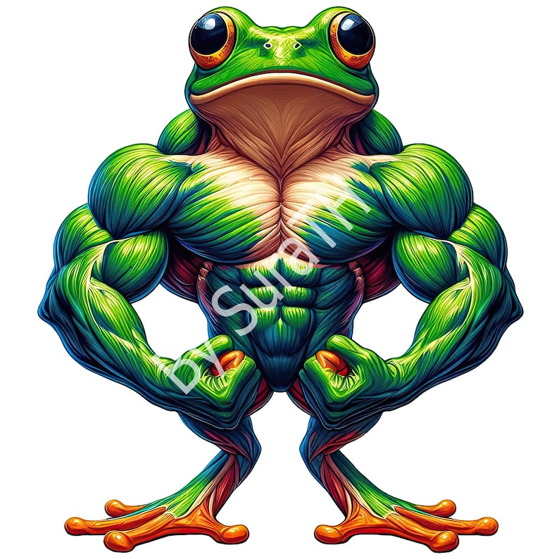 Funny Frog, Muscles Frog PNG, Funny Frog Clipart, Frog Gym, Frog Fitness, Cute Frog, Digital ...