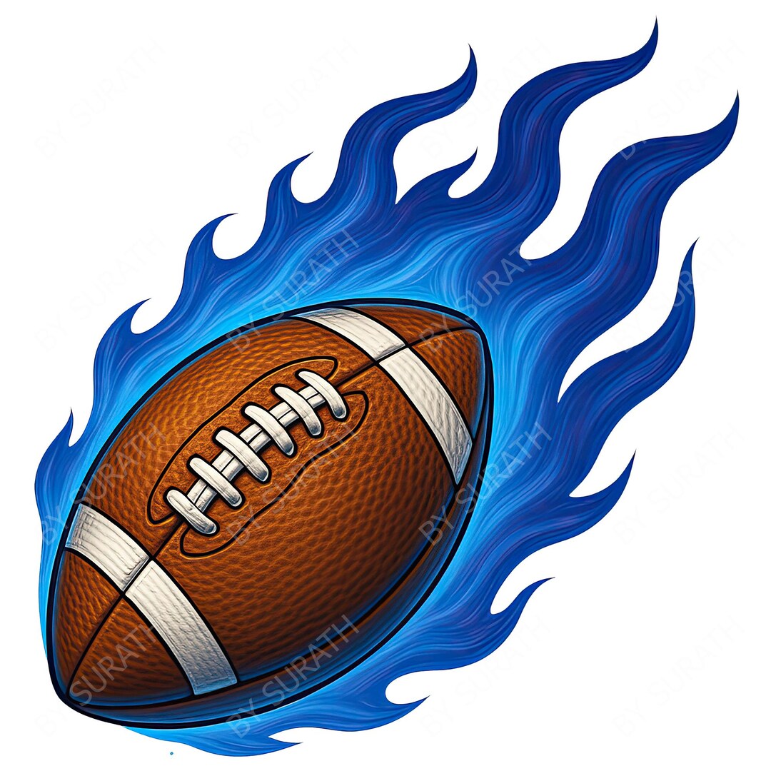 Fire Football Blue Flame PNG, Flaming American Football Clipart ...