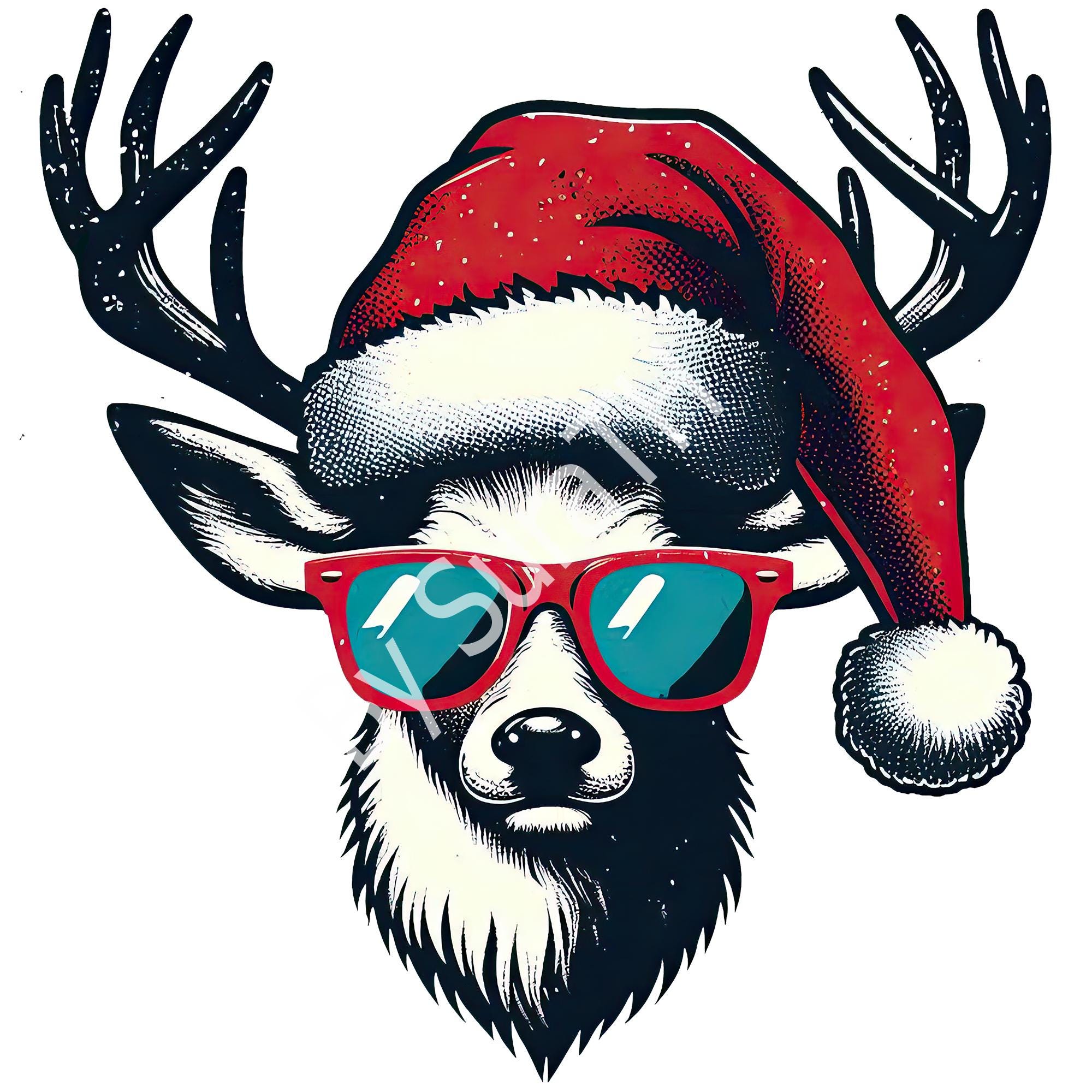 Retro Reindeer Christmas PNG, Santa Reindeer Clipart, Cool Reindeer PNG ...