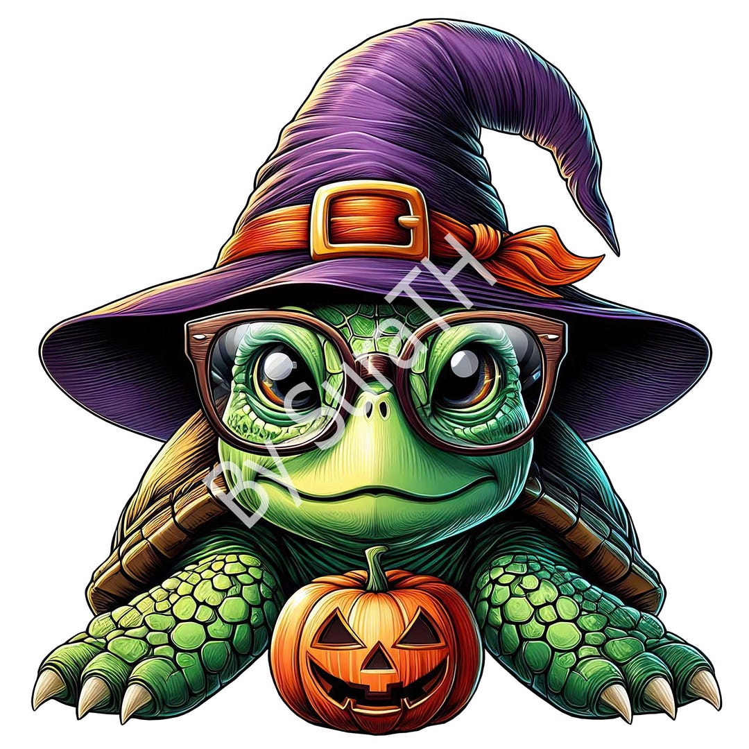 Cute Turtle PNG, Halloween Witch Turtle, Funny Turtle PNG, Witch Turtle ...