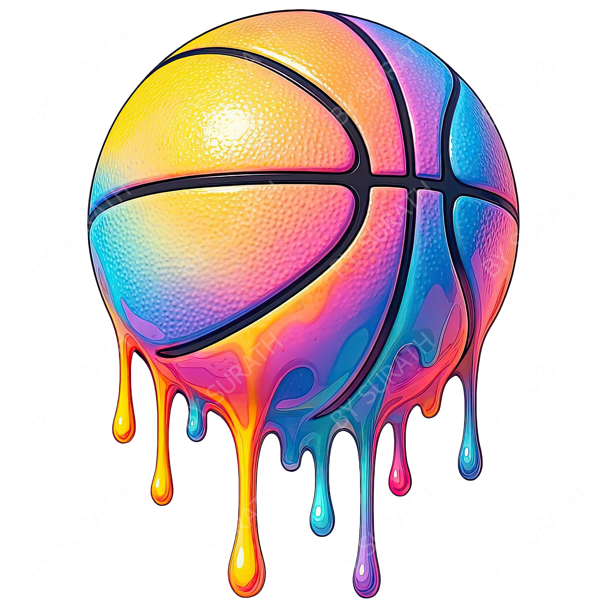 Drip Basketball PNG, Colorful Basketball Clipart, Girls Sports Art ...