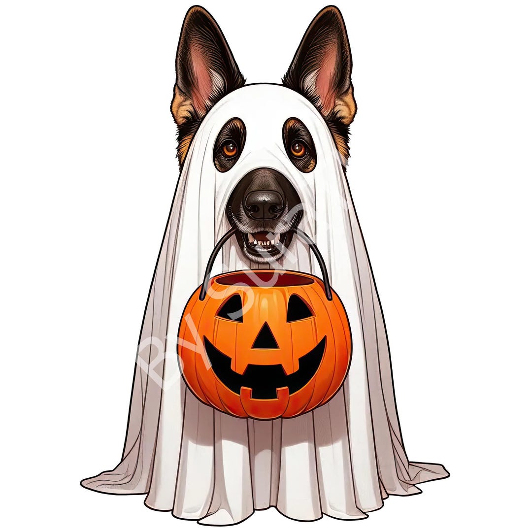 German Shepherd Ghost PNG: Funny Dog Halloween Sublimation (digital ...