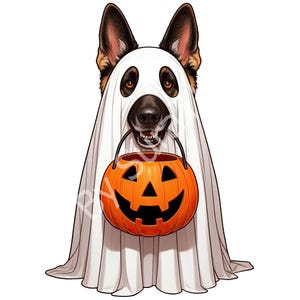 German Shepherd Ghost PNG: Funny Dog Halloween Sublimation (digital ...