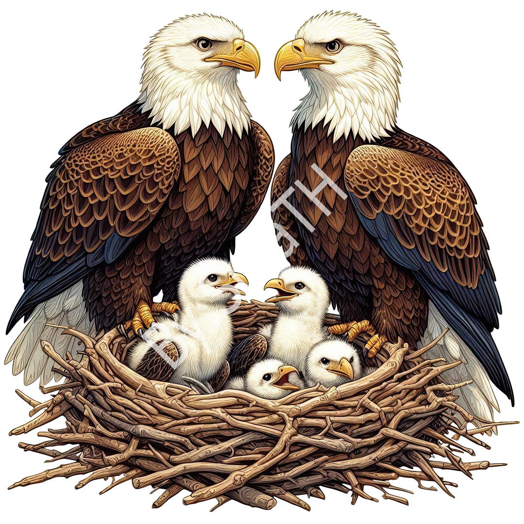 Eagle Family PNG, 4 PNG, Eagle Family in the Nest Clipart, Cute Eagle ...