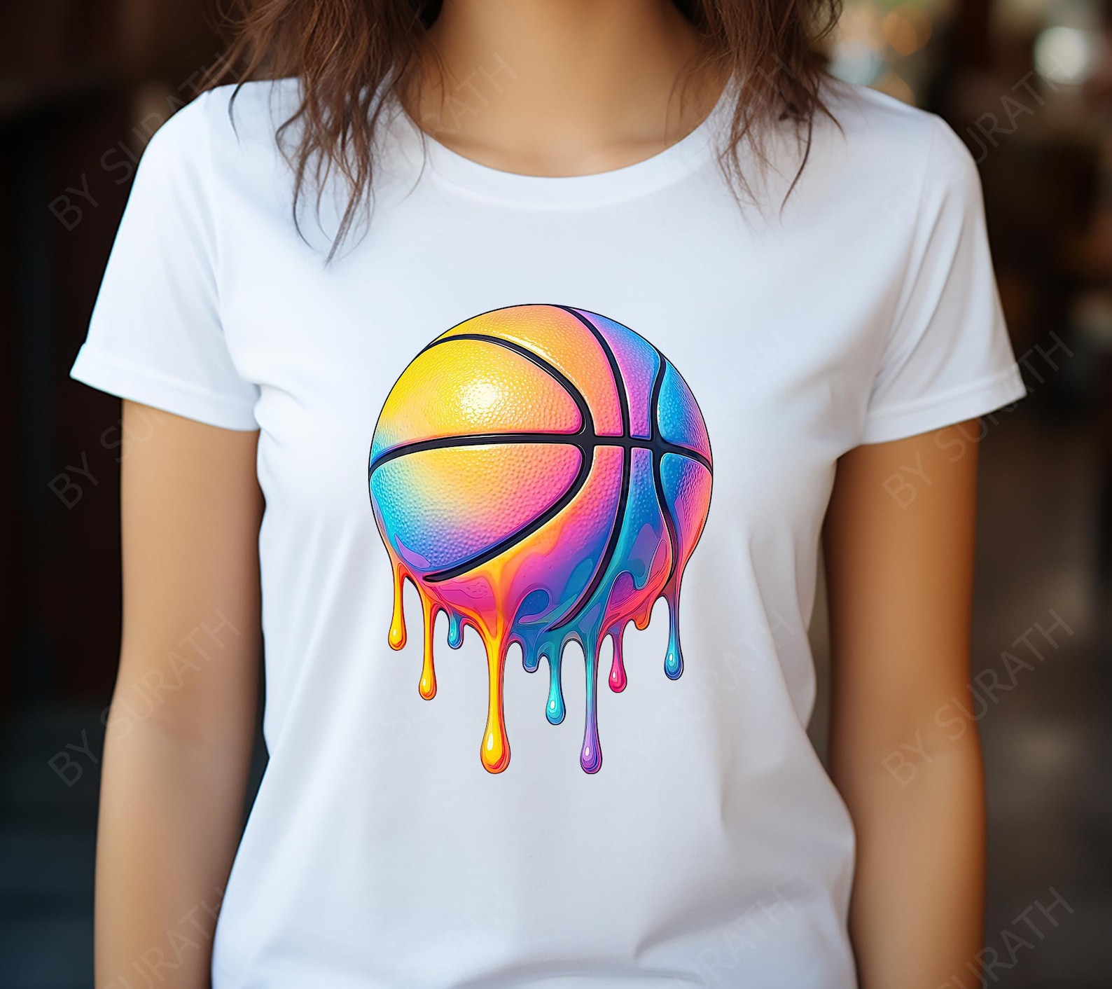 Drip Basketball PNG, Colorful Basketball Clipart, Girls Sports Art ...
