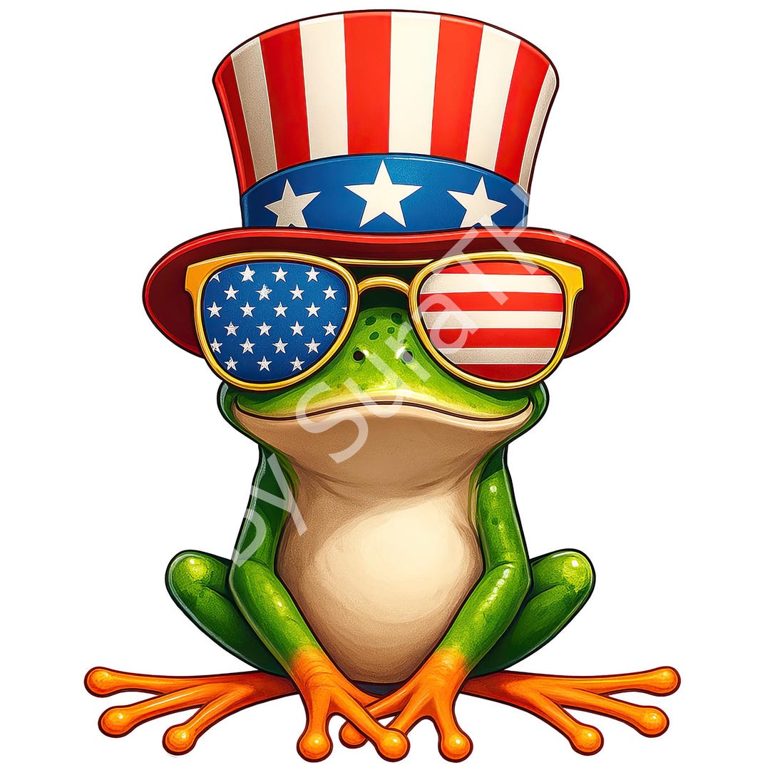 Frog PNG, Frog American Flag, Frog Clipart, Frog 4th of July, Funny ...