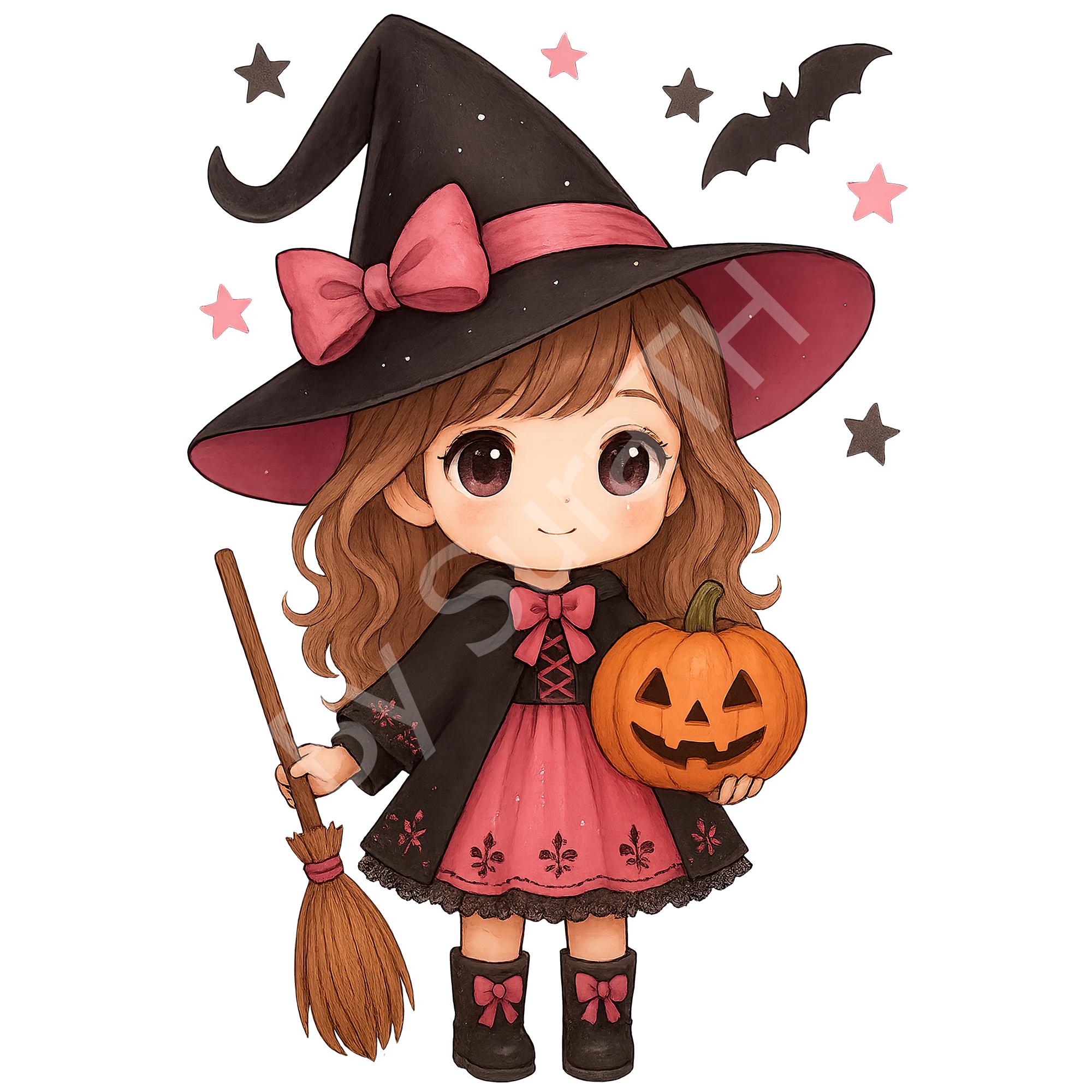 Cute Little Witch, 5 PNG, Little Witch Clipart, Little Witch Halloween ...