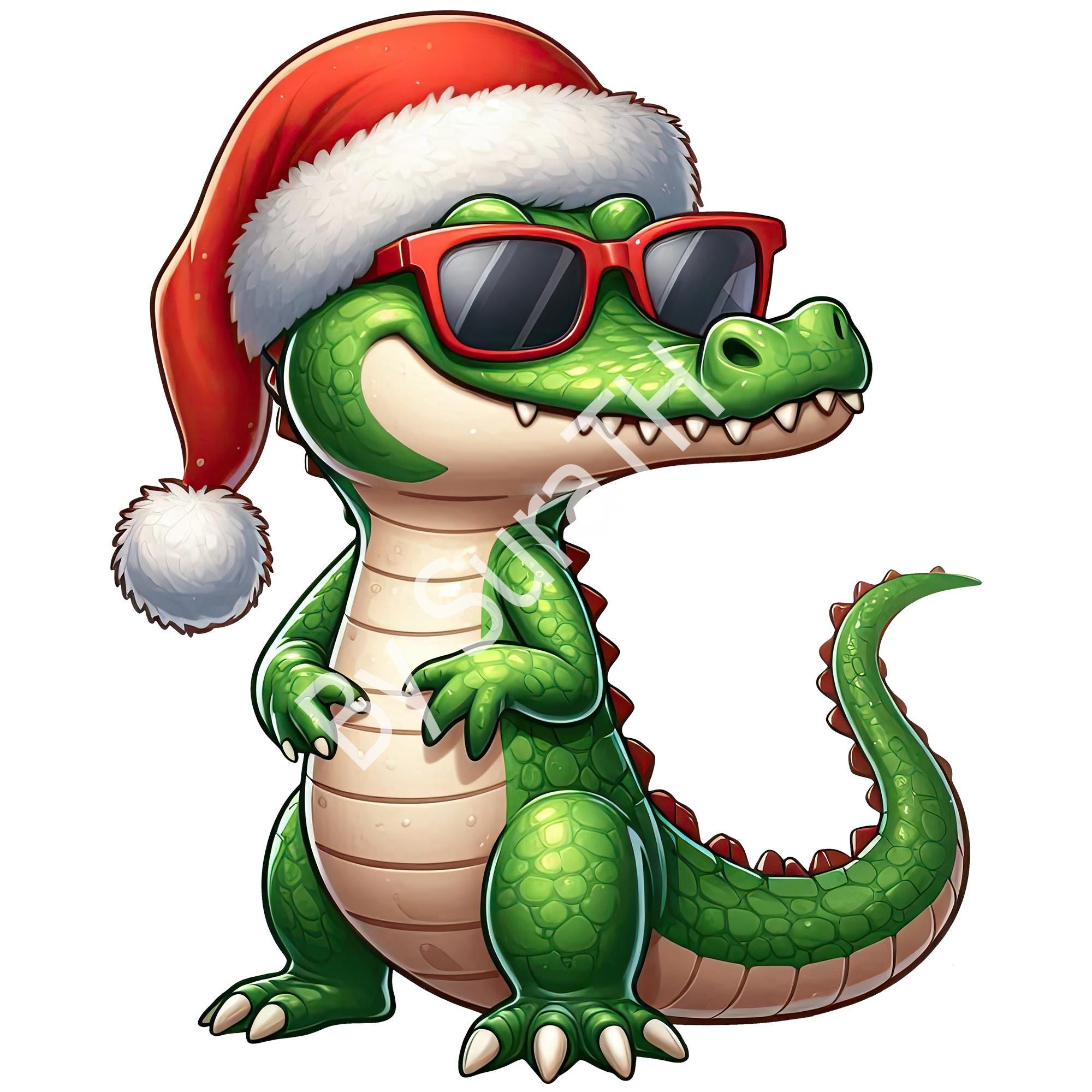 Santa Alligator PNG, Crocodile Clipart, Funny Christmas, Digital ...