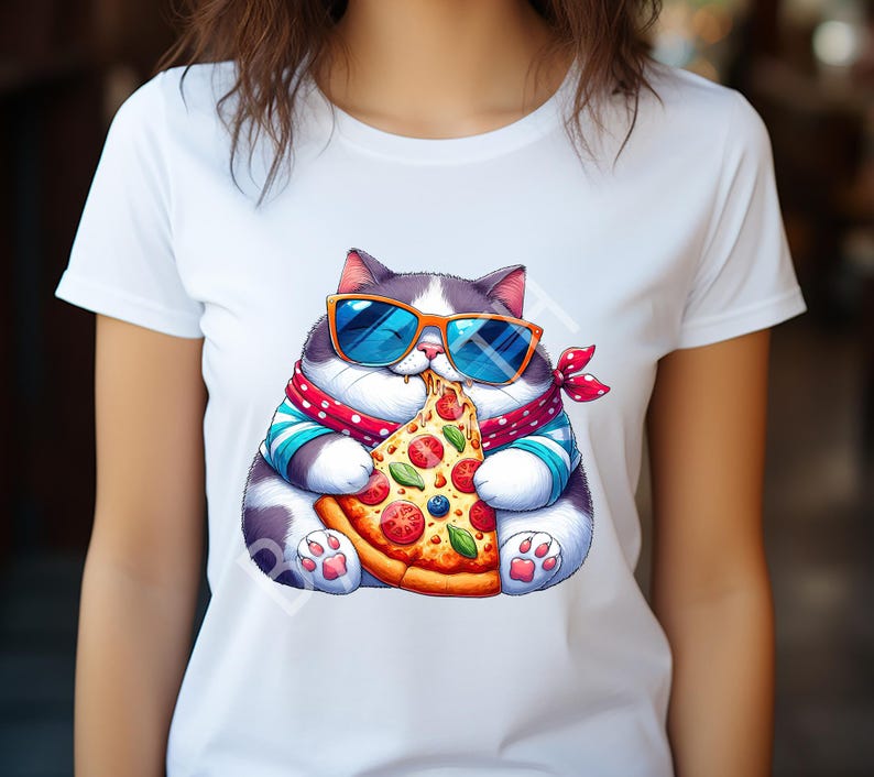 Cat Eating Pizza PNG, Fat Cat Clipart, Funny Cat PNG, Cool Cat Digital ...