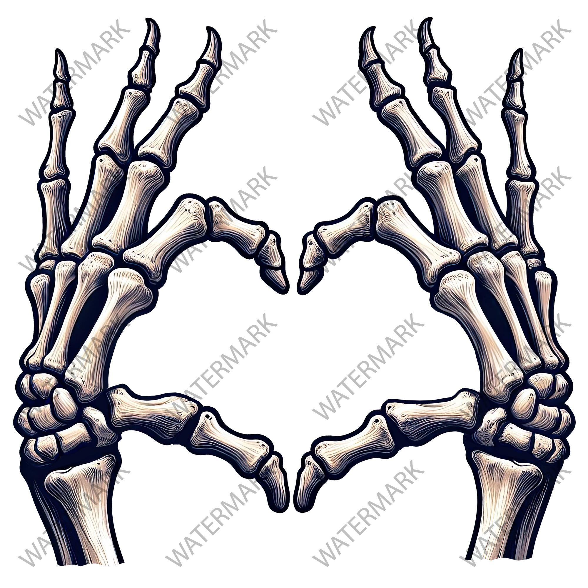 Skeleton Heart Sign PNG, Skeleton Halloween Clipart, Bone Hand Sign PNG ...