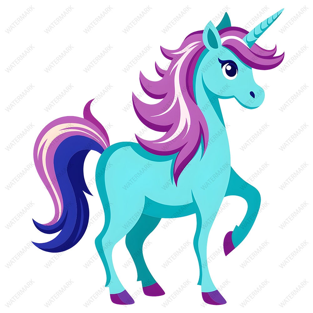Blue Unicorn PNG, Unicorn Clipart, Unicorn Sublimation, Cute Unicorn ...