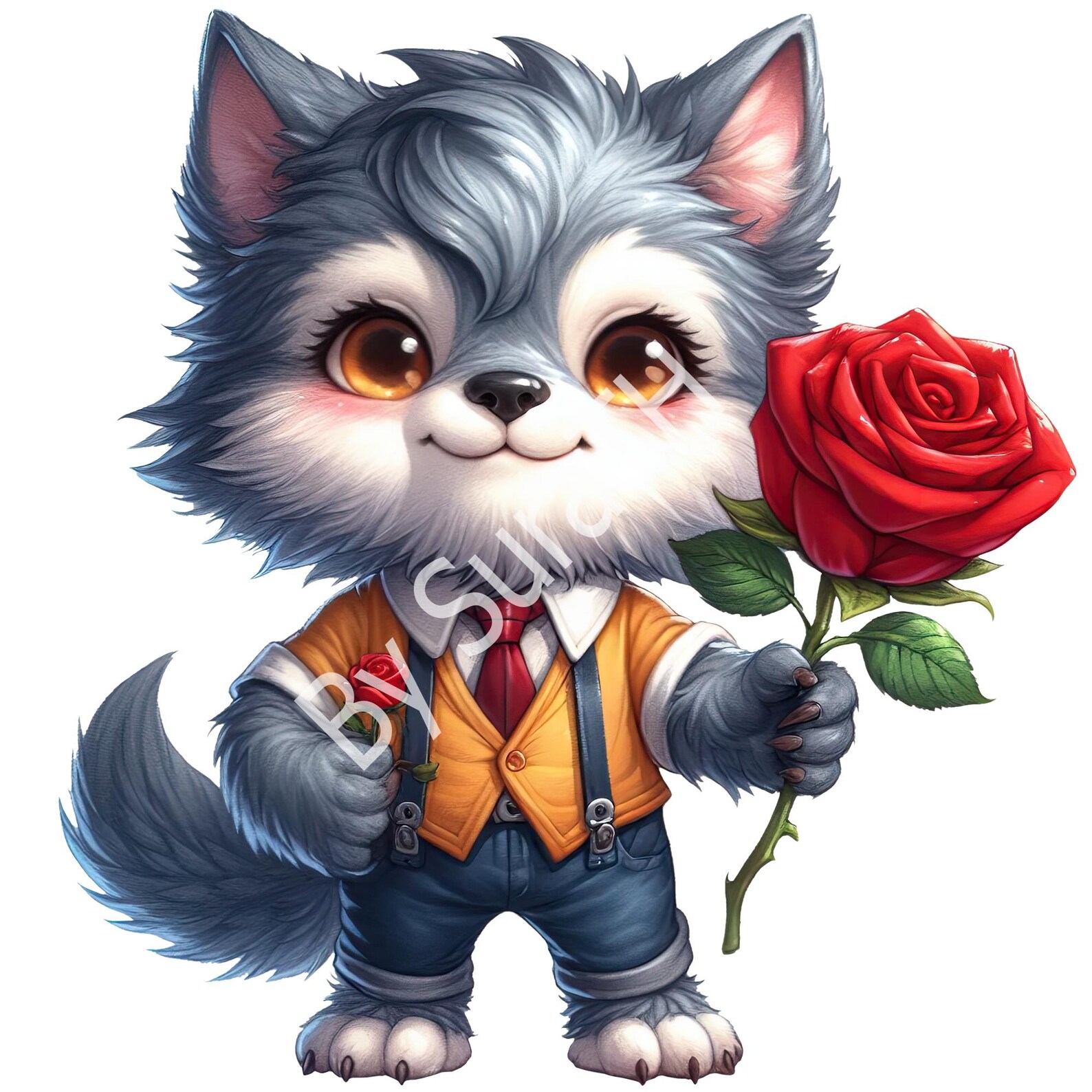 Cute Baby Werewolf Rose Clipart, Cute Werewolf PNG, Werewolf Halloween ...