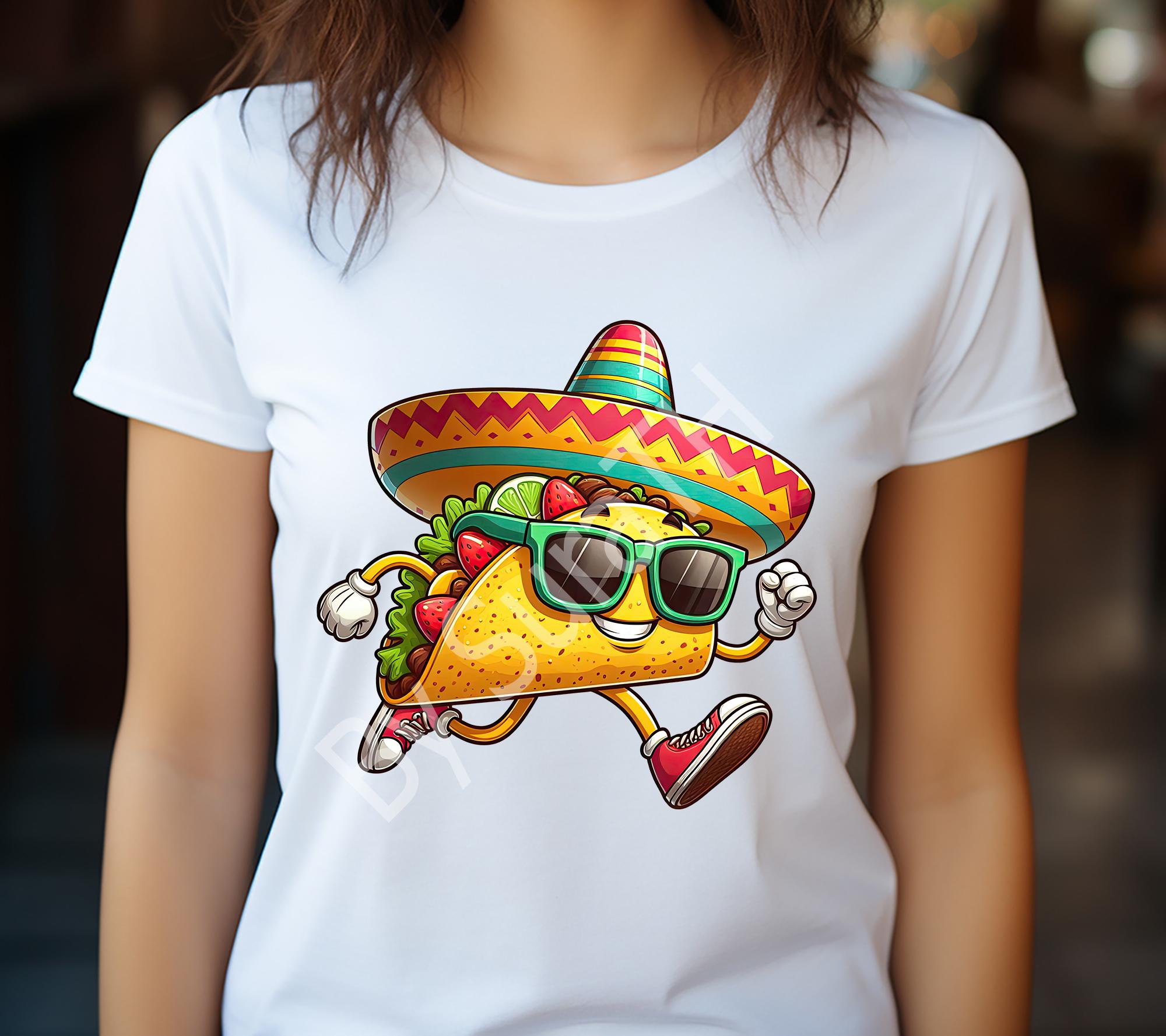 Funny Taco PNG: Running Taco With Sombrero, Digital Download ...