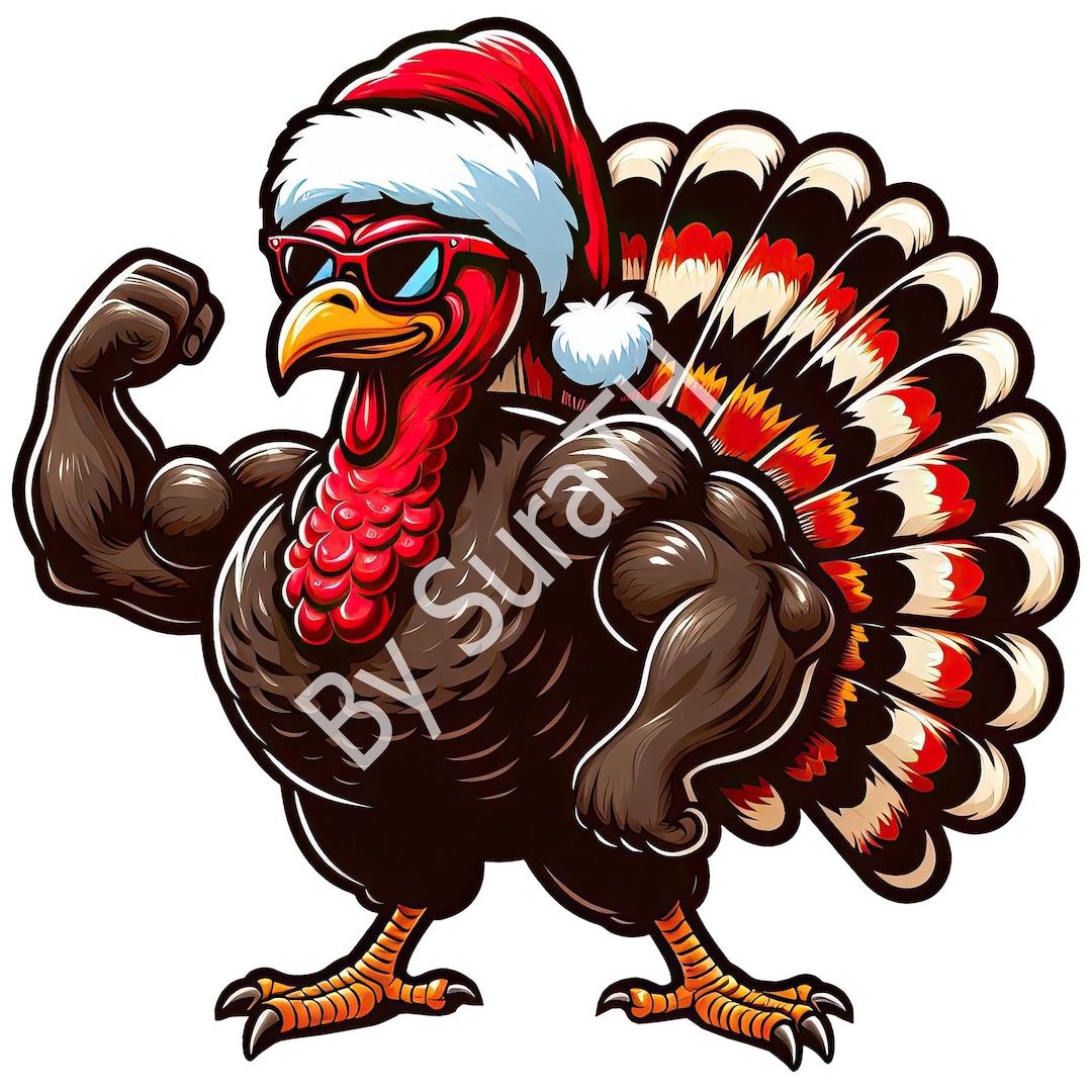 Funny Christmas Turkey Flexing, Santa Hat PNG (digital Download) - Etsy