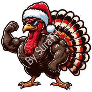 Turkey Flexing Muscles PNG, Funny Thanksgiving Clipart, Cool Turkey ...