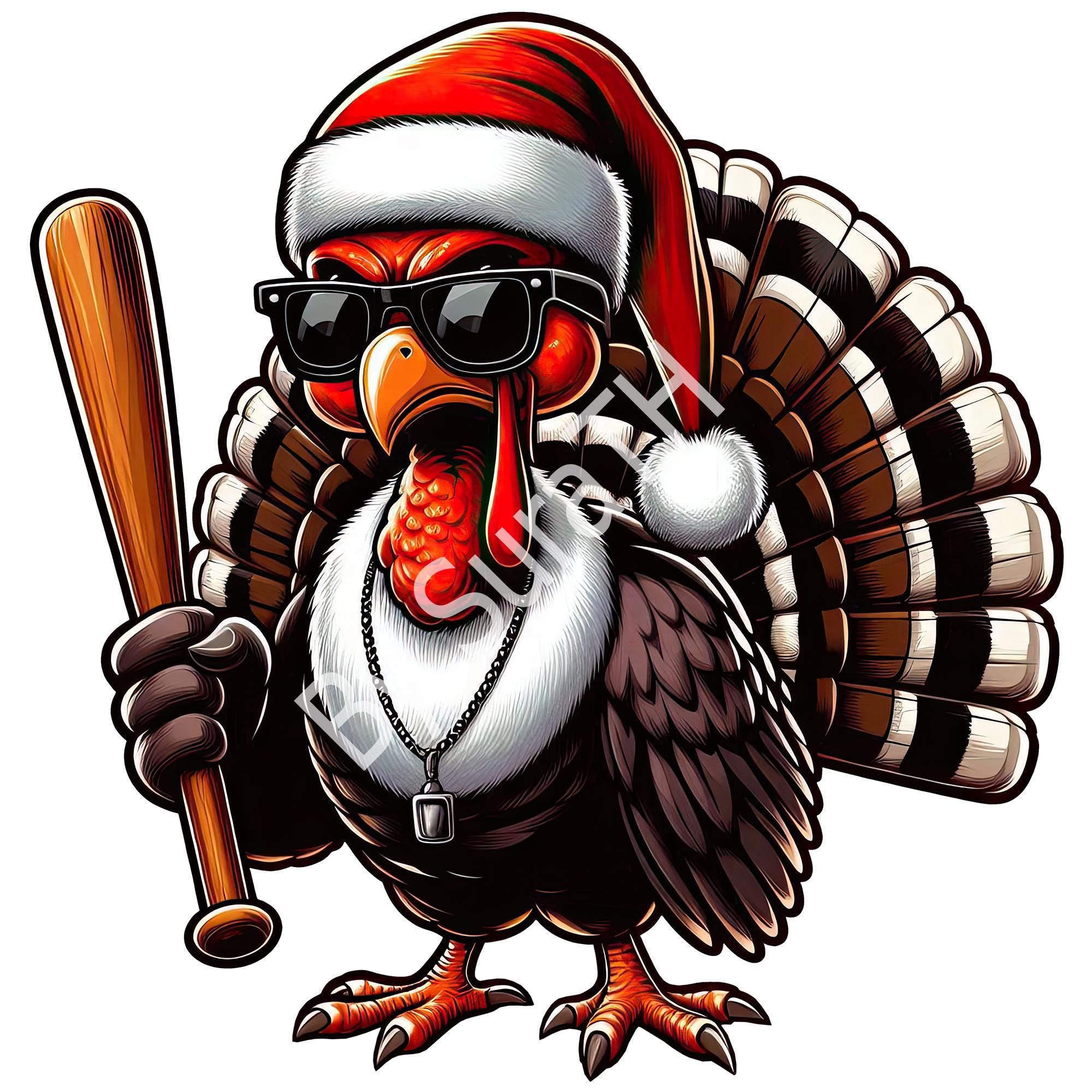 Funny Turkey Thanksgiving PNG, Turkey Baseball Bat Clipart ...