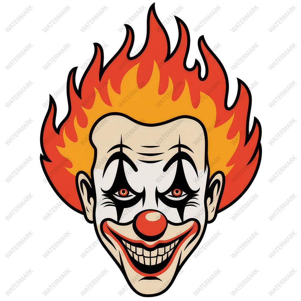Fire Clown Head PNG, Flaming Clown PNG, Clown Clipart, Scary Clown ...