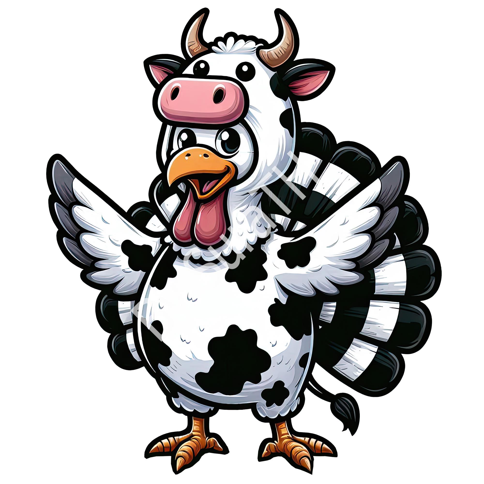 Turkey Cow Costume PNG, Funny Thanksgiving Clipart (digital Download ...