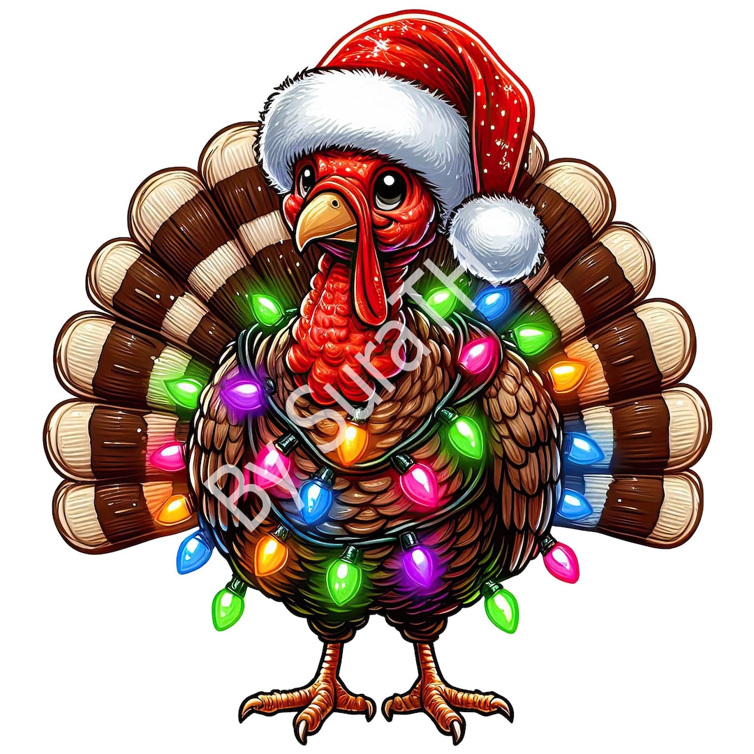 Turkey Christmas Lights PNG, 3 PNG, Santa Turkey Clipart, Funny Turkey ...