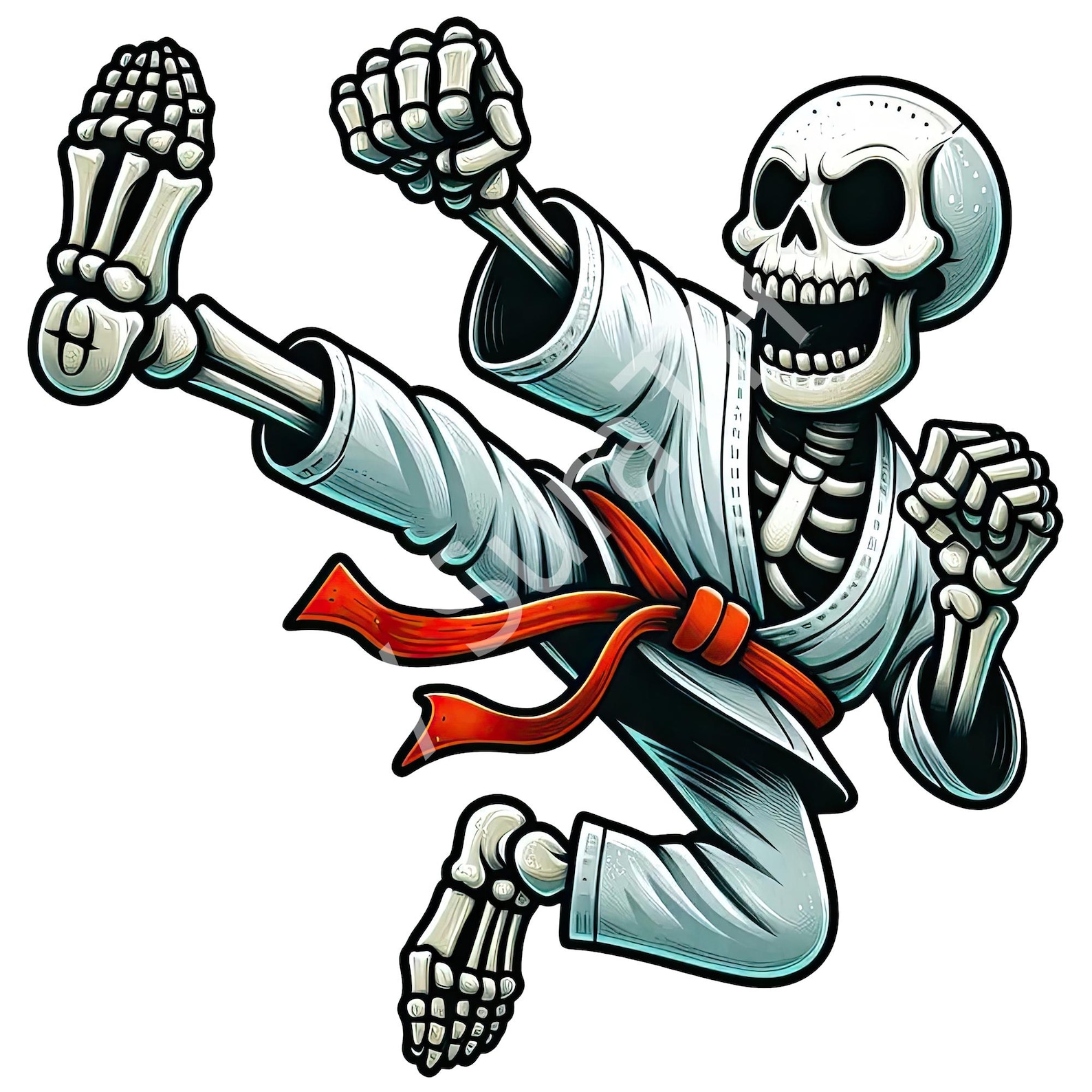 Skeleton Karate Kick PNG: Funny Halloween Sublimation (digital Download ...
