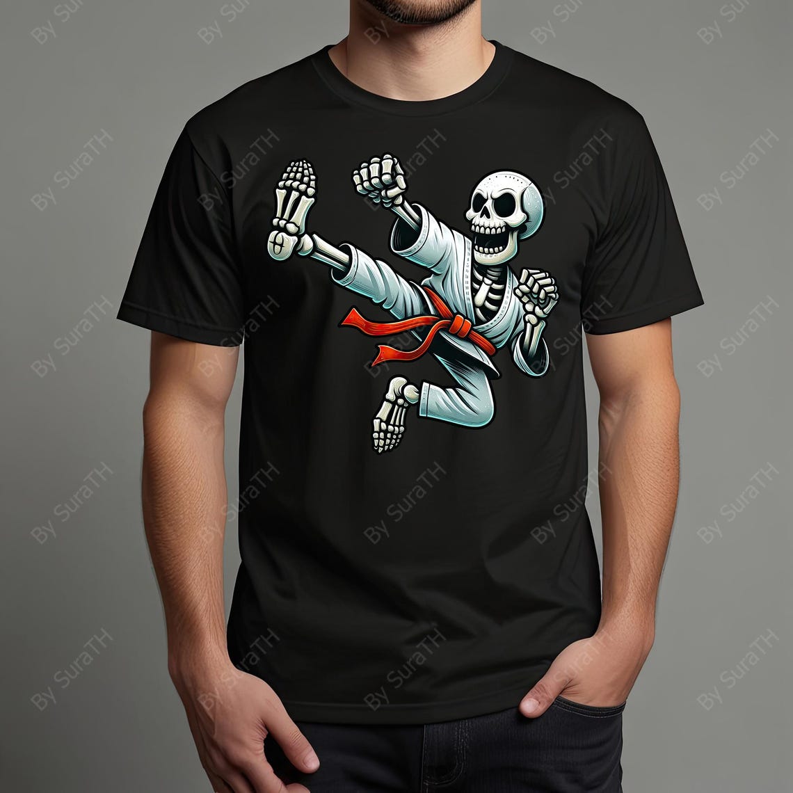 Skeleton Karate Kick PNG: Funny Halloween Sublimation (digital Download ...