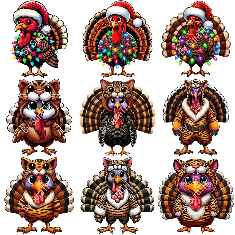 Funny Thanksgiving Turkey Clipart, 40 PNG Bundle (digital Download) - Etsy
