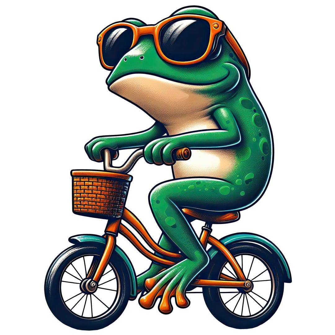 Cool Frog Riding Bicycle PNG, Funny Frog Clipart, Frog Riding Bike ...