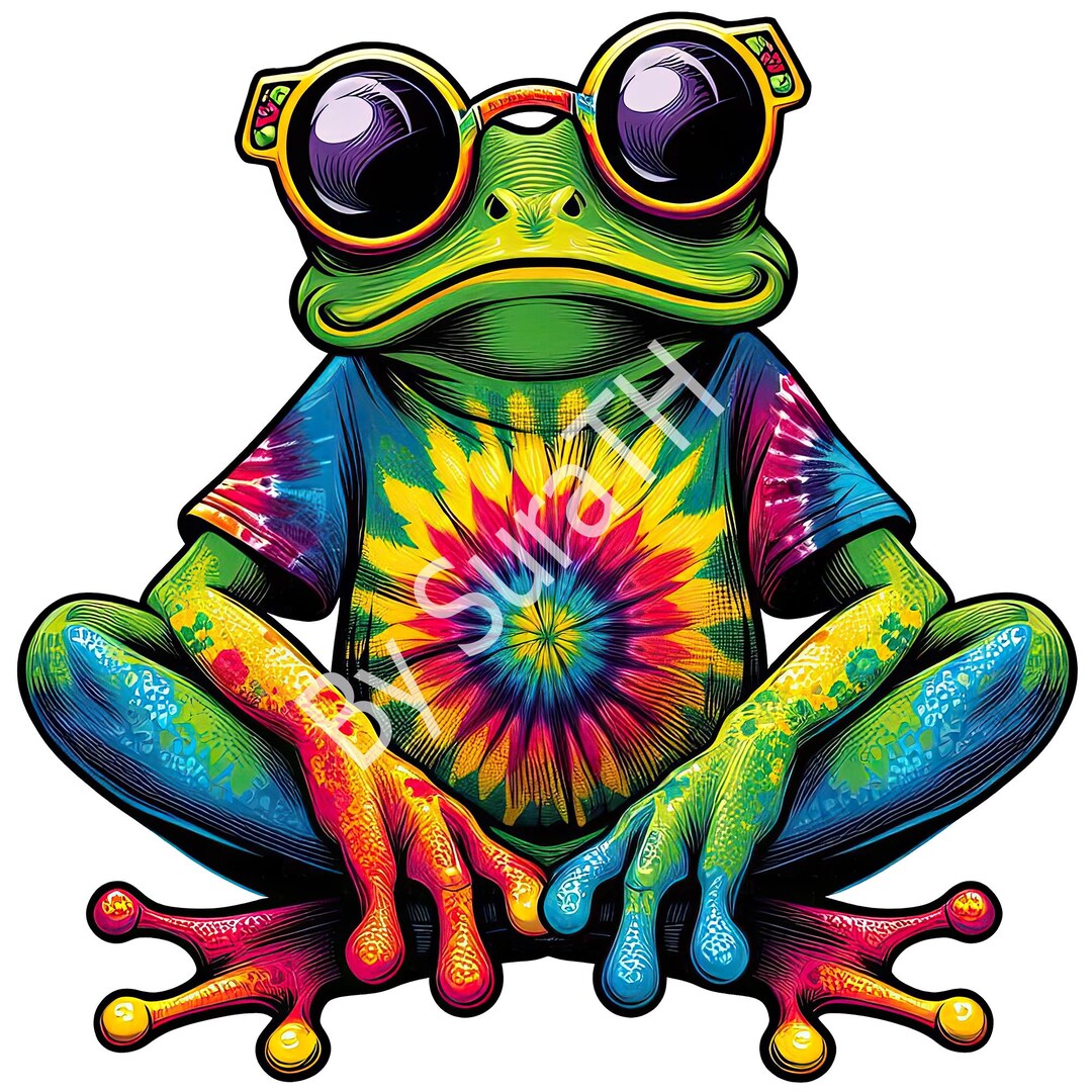 Cool Frog PNG, Hippie Frog Clipart, Tie Dye Frog PNG, Frog Digital ...