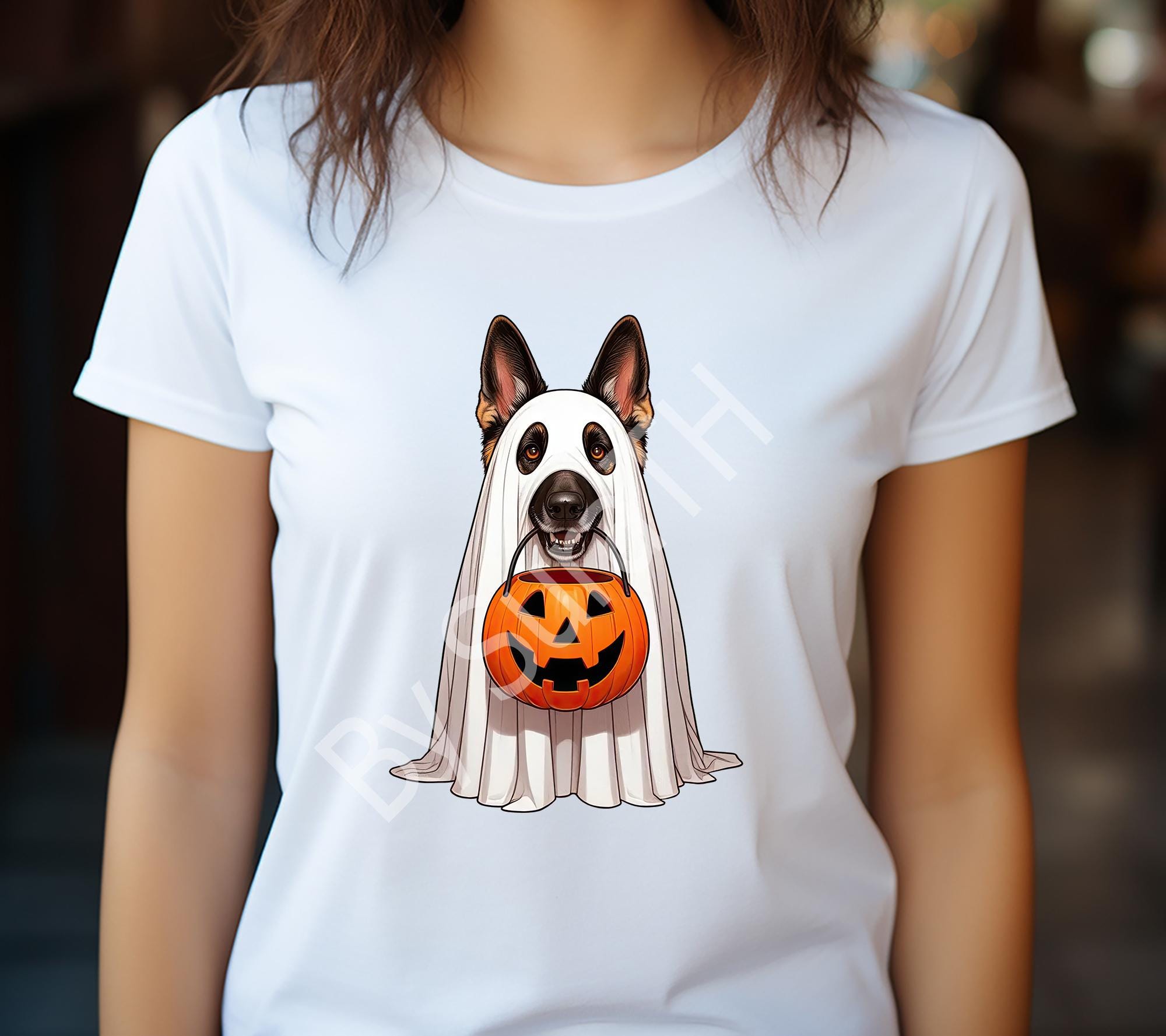 German Shepherd Ghost PNG: Funny Dog Halloween Sublimation (digital ...