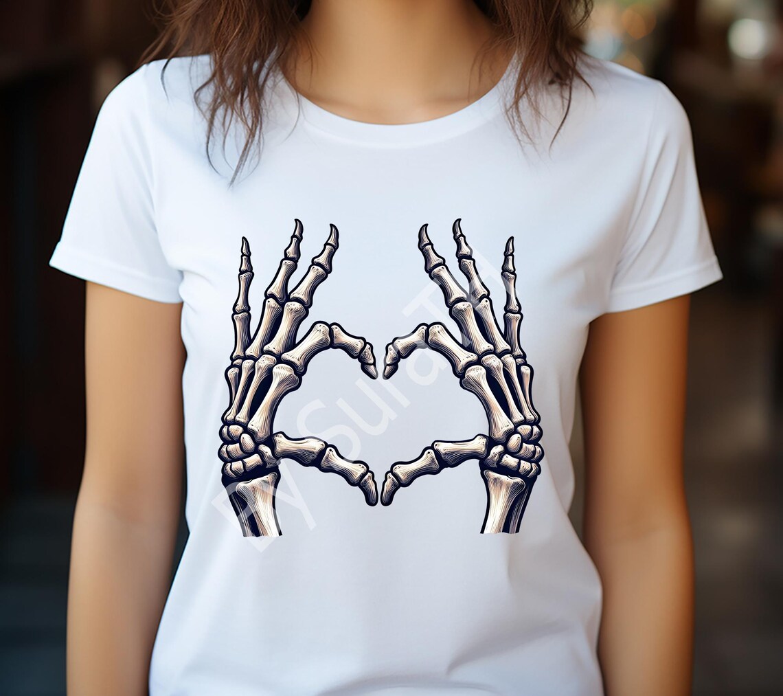 Skeleton Heart Sign PNG, Skeleton Halloween Clipart, Bone Hand Sign PNG ...