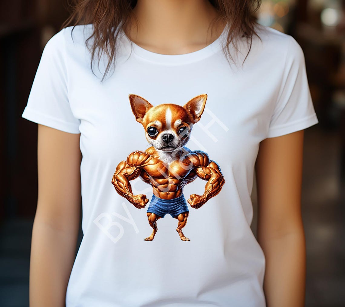 Chihuahua PNG, Funny Dog Muscles, Muscular Chihuahua Clipart, Digital ...