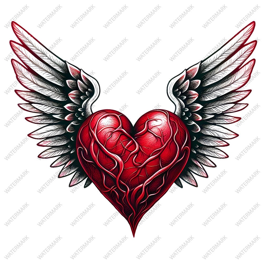Angel Heart PNG, Angel Wing PNG, Heart Angel Clipart, Red Heart Clipart ...