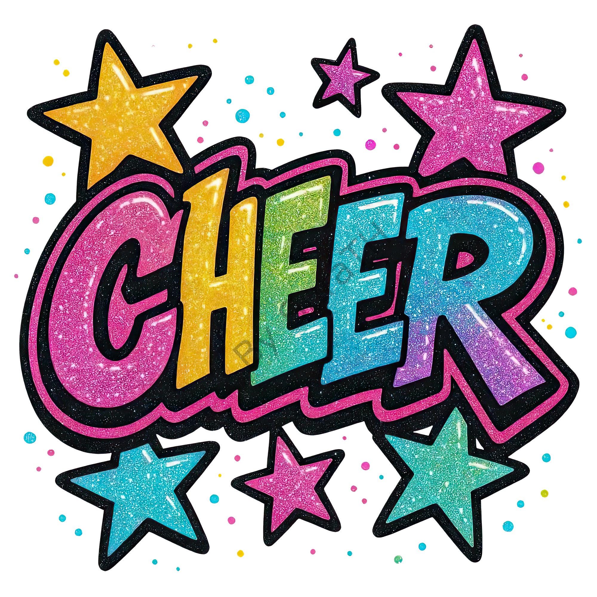 Cheer PNG, Colorful Cheer Clipart, Digital Download, Sublimation ...