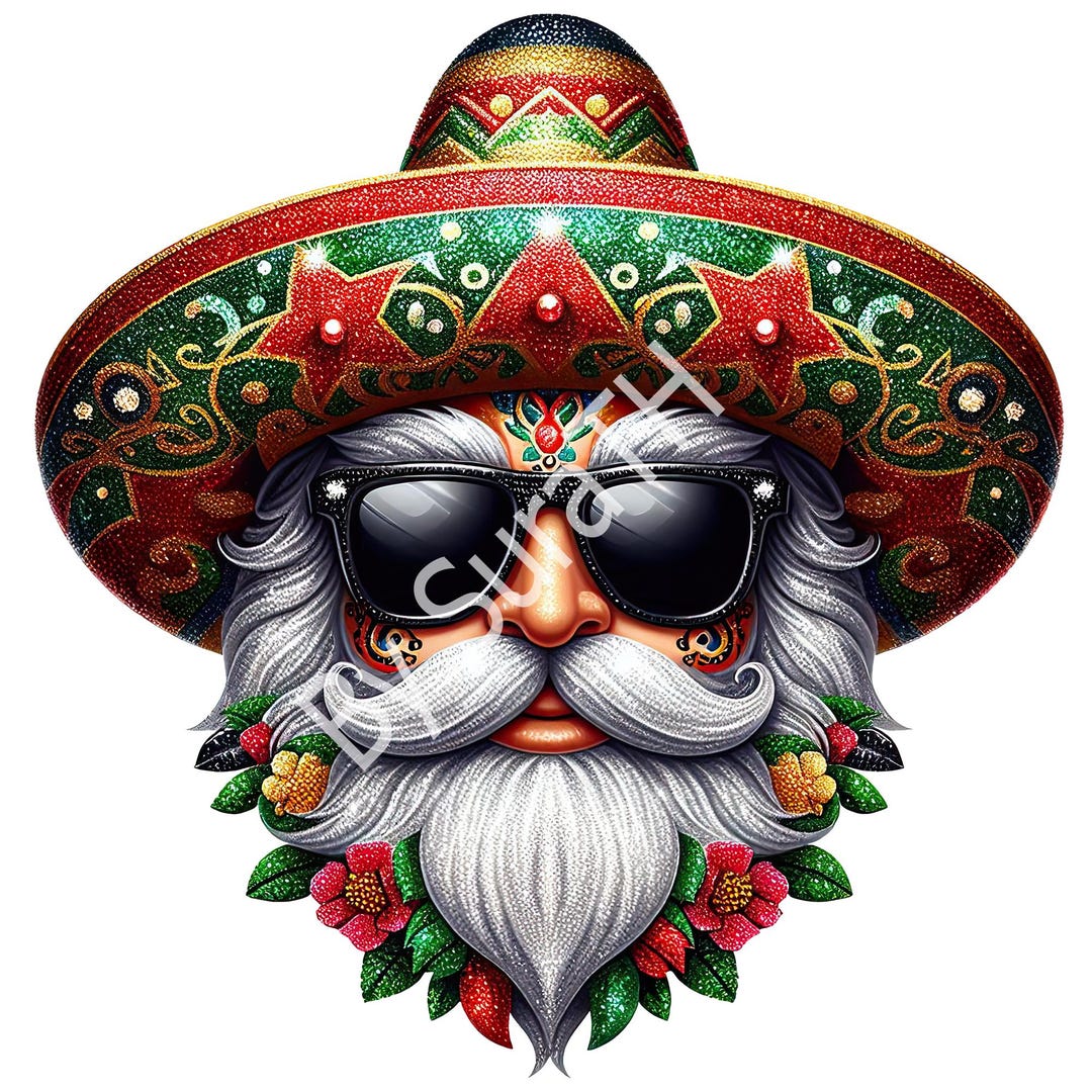 Santa Claus Sombrero PNG, Mexican Santa Clipart, Digital Download ...