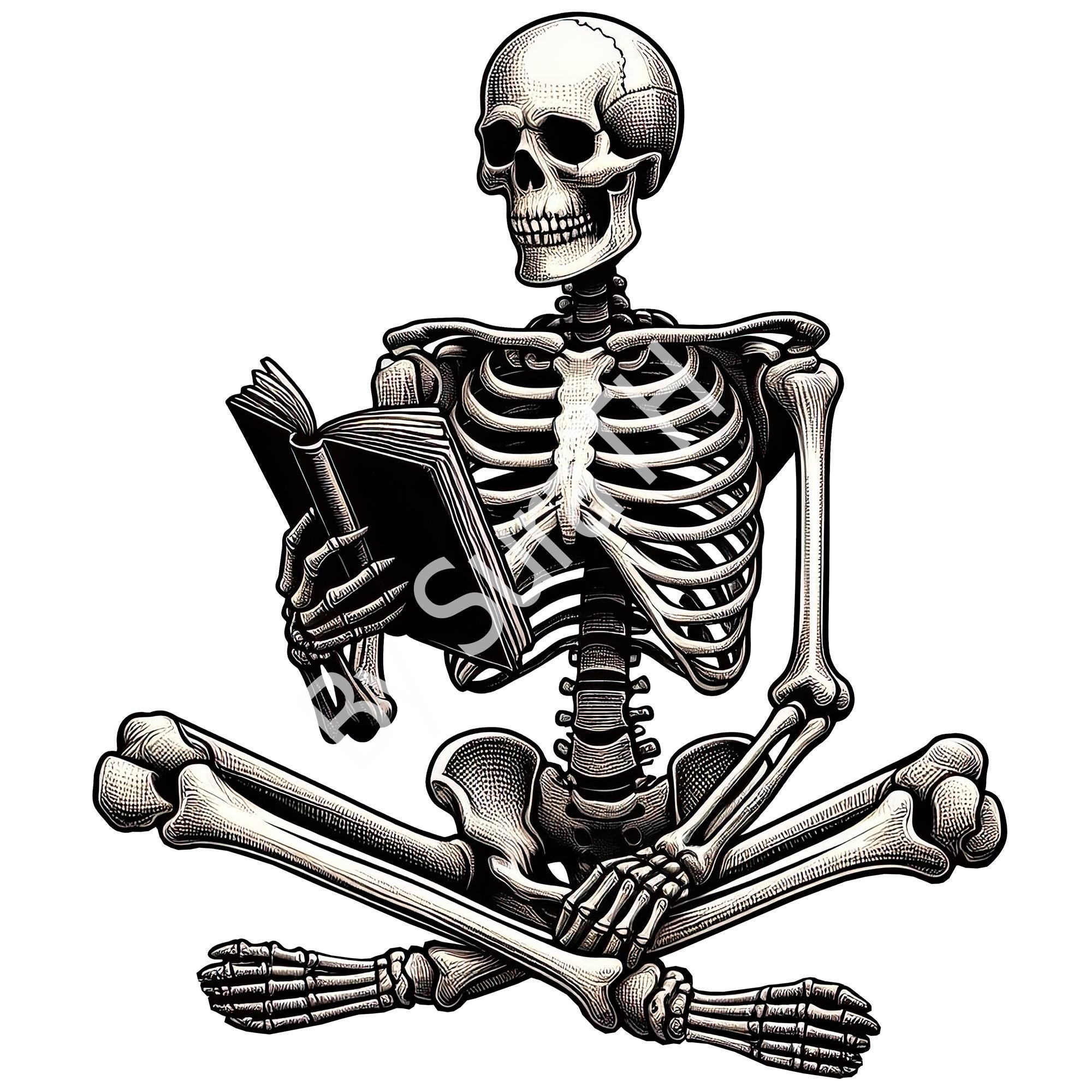 Skeleton Reading Book PNG, Skeleton Reader Clipart, Funny Skeleton Book ...
