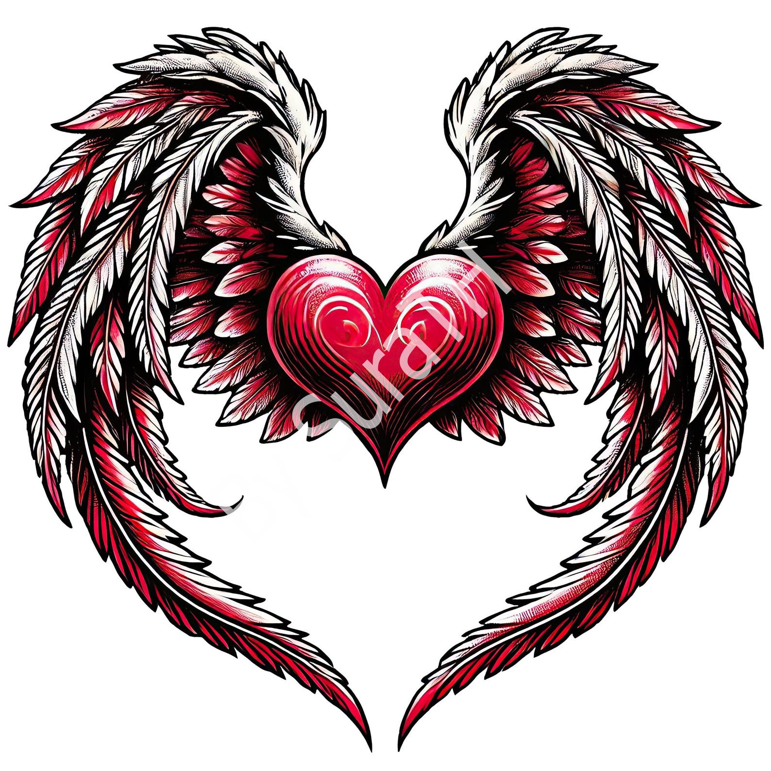 Heart Angel Wings PNG, Angel Heart Clipart, Heart Wings PNG, Valentine ...