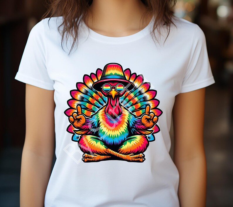 Turkey Meditating PNG, Turkey Thanksgiving Clipart, Tie Dye Hippie ...